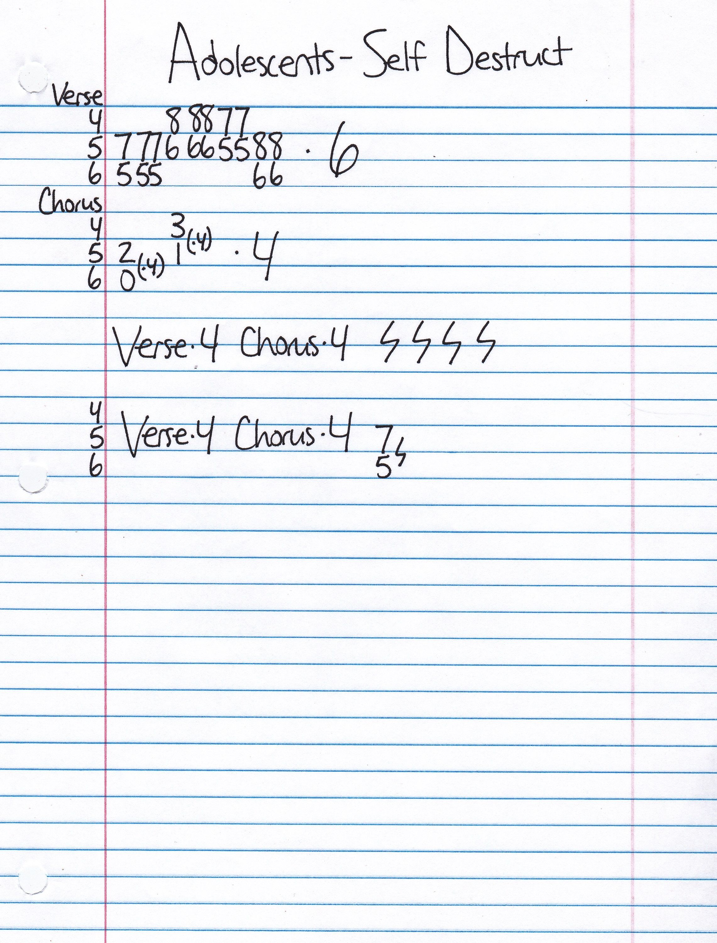 Adolescents - Self Destruct Guitar Tab