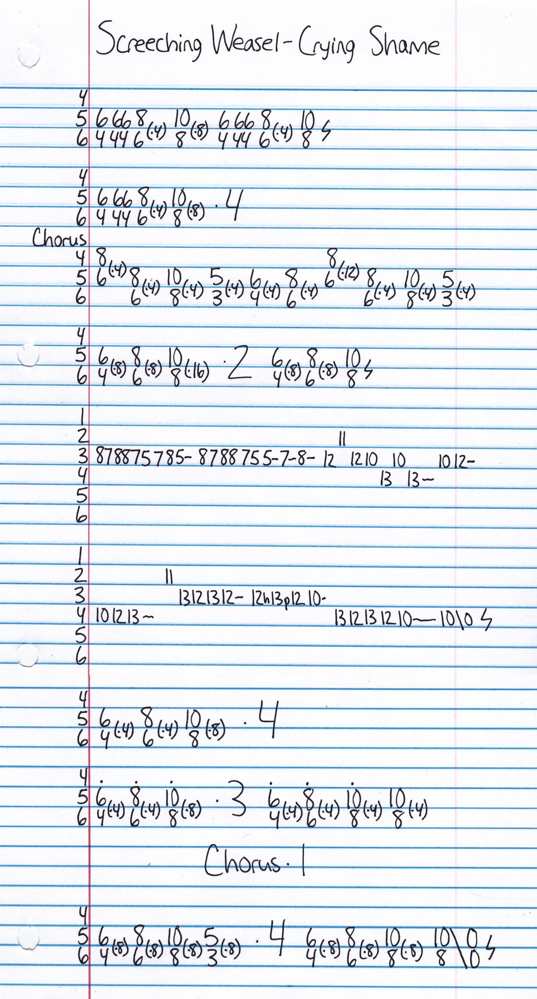 Screeching Weasel - Crying Shame Guitar Tab